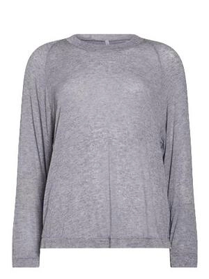 DANIELE FIESOLI Long Sleeve Crewneck T-shirt In Viscose, Nylon, Cashmere, And Elastane - Charcoal