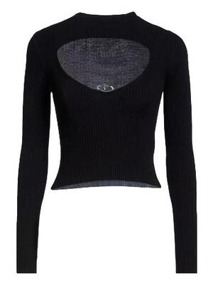 DIESEL® Wool Cutout Mock Neck Sweater - Black