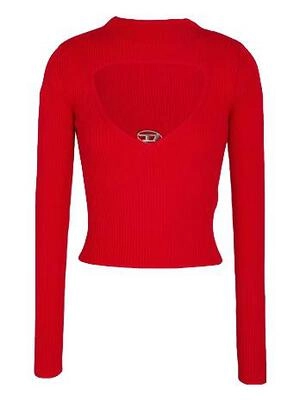 DIESEL® Wool Cutout Mock Neck Sweater - Red