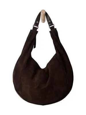 Free People Half Moon Suede Bag - Espresso