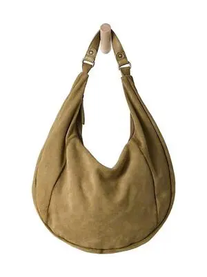 Free People Half Moon Suede Bag - Khaki