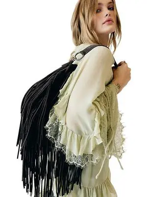 Free People Suede Fringe Shoulder Bag - Espresso