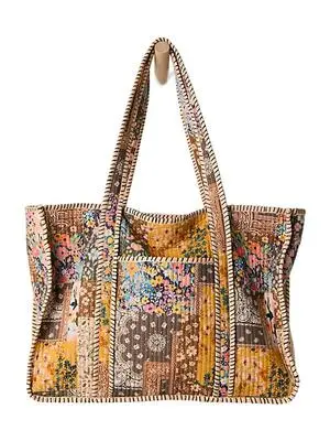 Free People Distorted Quilt Tote Bag - Tea Combo
