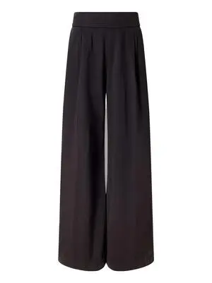 JAMES PERSE Ribbed Waist Cotton And Cashmere-blend Wide-leg Pants - Black