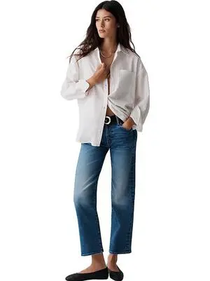 MOTHER MOTHER Rambler Mid-Rise Straight Zip Flood Jeans