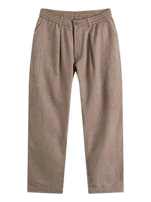Universal Works Wool Herringbone Pleated Track Pant - Brown