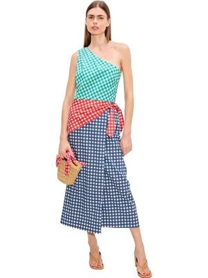SIMONMILLER Belem Poplin Midi Dress - Teal Gingham Multi