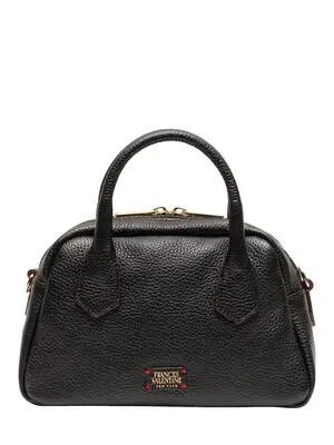 FRANCES VALENTINE Mini Metallic Leather Bowler Bag - Black
