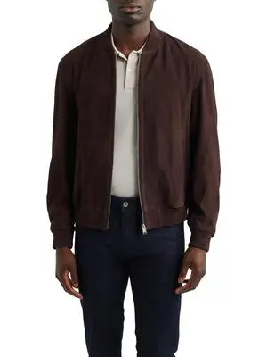 BOSS Muller Suede Bomber Jacket - Dark Brown