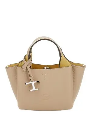 TOD'S Mini Leather Bag With T Timeless Accessory - Beige