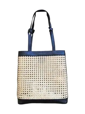 OHSUN Neutrals / Manuela Rattan And Leather Shoulder Bag - Black