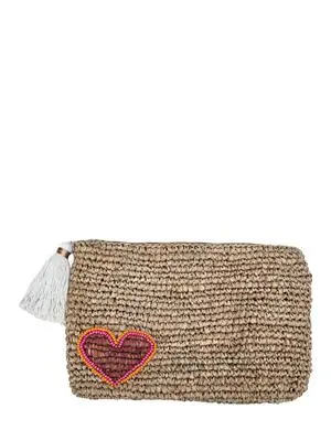 OHSUN Neutrals / Red Xoxo Beaded Raffia Clutch - Red & Orange