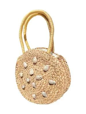 OHSUN /neutrals Phoebe Mini Straw & Shells Handbag
