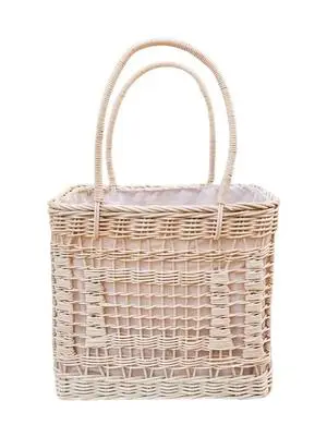 OHSUN Neutrals / White Mirren Wicker & Glass Bead Bucket - Vanilla