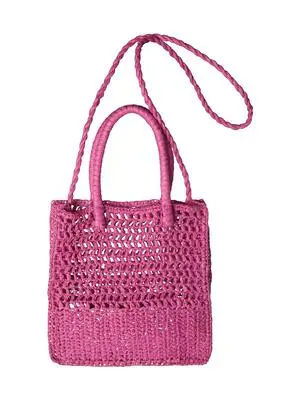 2KSTYLE Monica Small Woven Raffia Tote Bag - Pink Pink