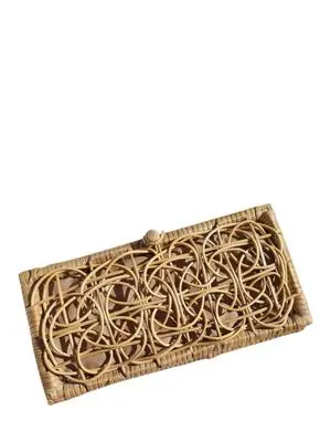 OHSUN Neutrals Berta Wicker Clutch - Brown