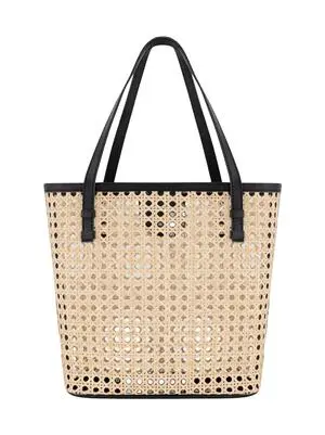 OHSUN Bella Rattan And Leather Shoulder Bag - Black