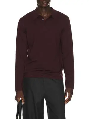 Simkhai Reynolds Long Sleeve Polo In Grey - Fig