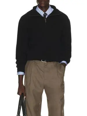 SAINT LAURENT Saint Laurent Ribbed Zip Neck Sweater