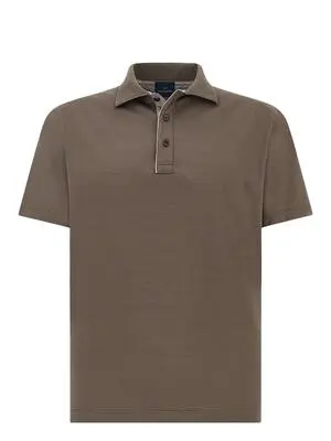 Paul & Shark Polo Shirt In Double Mercerised Cotton Jersey With Linen Details - Morel