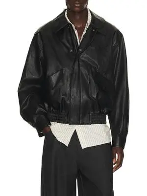 LE17SEPTEMBRE Faux Leather Zip Blouson - Black