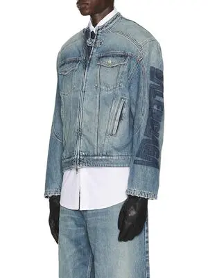 Balenciaga Motorcycle Denim Jacket - Dark Blue