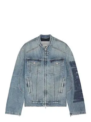 Balenciaga Motorcycle Denim Jacket - Dark Blue