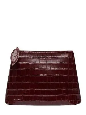 LIFFNER Zip Clutch Burgundy Croc - Red