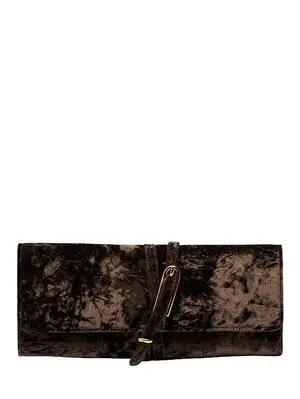 LIFFNER Belted Clutch Velvet Brown