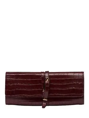 LIFFNER Belted Clutch Burgundy Croc Red