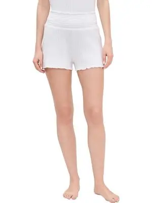 Z Supply Smocked Ribbed Shorts - White