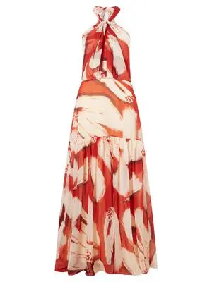 ANDRES OTALORA Un Martini Floral-print Chiffon Maxi Dress - Red