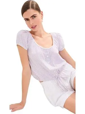 LE BOP Babydoll Blouse - Lilac Gingham