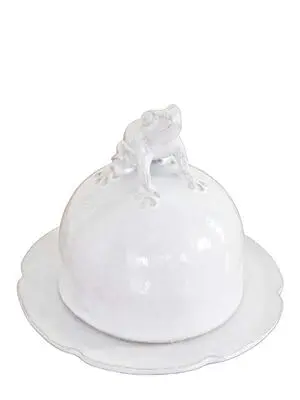 ASTIER DE VILLATTE Small Porcelain Butter Dish With Frog Finial - White