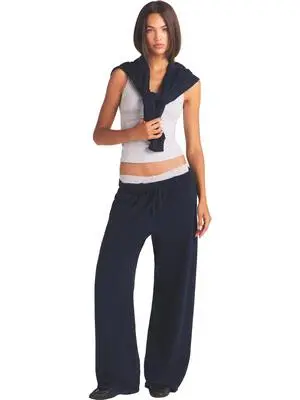 SKIMS SKIMS Cotton Fleece Oversized Straight Leg Pants Navy