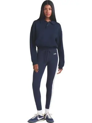 SKIMS Cotton Fleece Polo Sweatshirt Navy