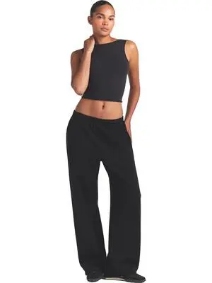 SKIMS Skims Cotton Fleece Oversized Straight Leg Pants Onyx