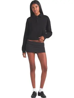 SKIMS Cotton Rib Foldover Mini Skirt - Soot