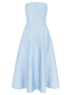 EMILIA WICKSTEAD Meja Dress In Icy Blue Embossed Cloque