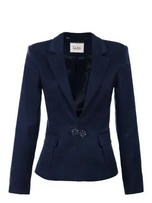 LUNA FASHION HOUSE Navy Tailored Jacquard Blazer - Blue