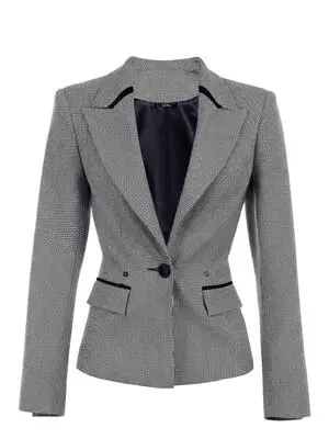 LUNA FASHION HOUSE Elena Houndstooth Tailored Blazer - Grey