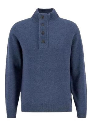 Barbour Button-down High-neck Sweater - Blue