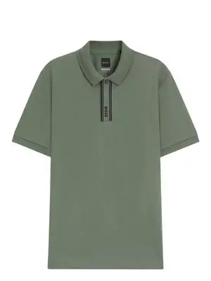 Hugo Boss Paddy Polo Shirt With Striped Placket And Logo - Green