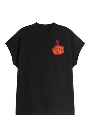 THINKING MU Embroidered Mandarin T-shirt - Black