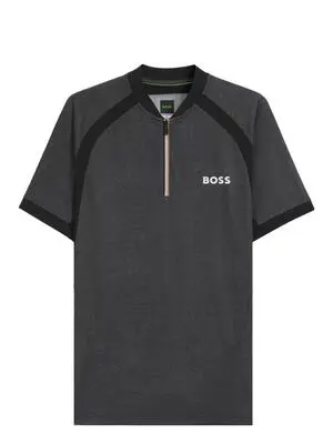 Hugo Boss Panelled Zip-neck T-shirt - Dark Gray