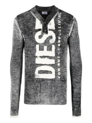 DIESEL® Logo-print Ribbed T-shirt - Gray