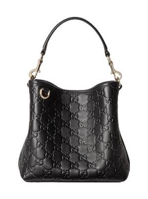 Gucci Gg Emblem Small Bucket Bag - Black