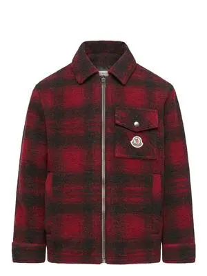 Moncler Check Wool Blend Shirt Jacket - Red/black