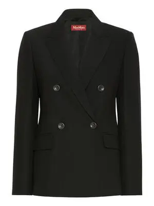 Max Mara Double-breasted Wool Twill Suit Jacket - Black