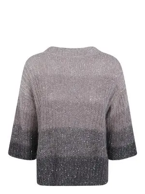 D.exterior Sweater Gradient Knit With Crystal Embellishments - Gray